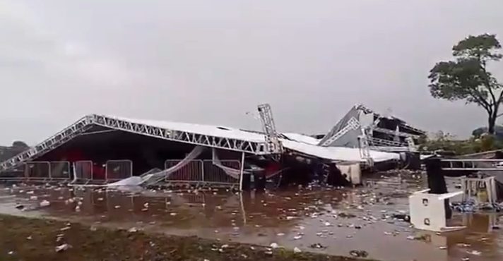 Temporal derruba estrutura e deixa 1 morto em festa universitária